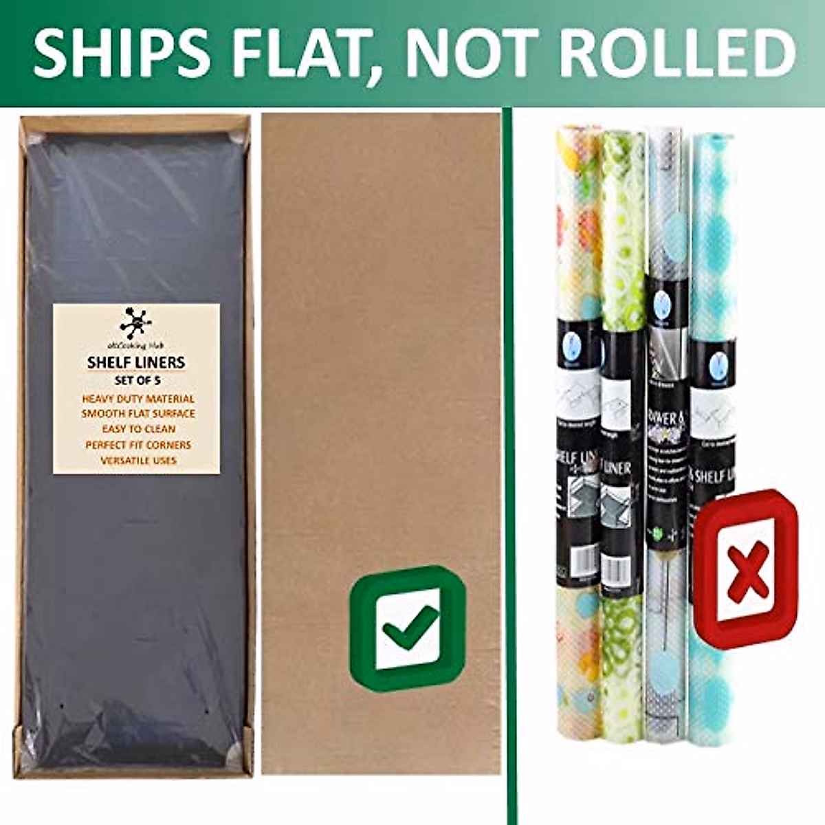 ACHub Wire Shelf Liners 18 x 48, Set of 5 & Bonus S-Shaped Hooks, Waterproof, Heavy Duty, Translucent Plastic Liners for Wired Rack Shelving Grey