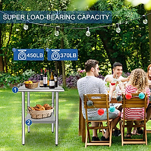 HARDURA Stainless Steel Table Prep & Work Table 24 x 30 Inches NSF Heavy Duty Commercial with Undershelf and Backsplash for Restaurant Kitchen Home and Hotel