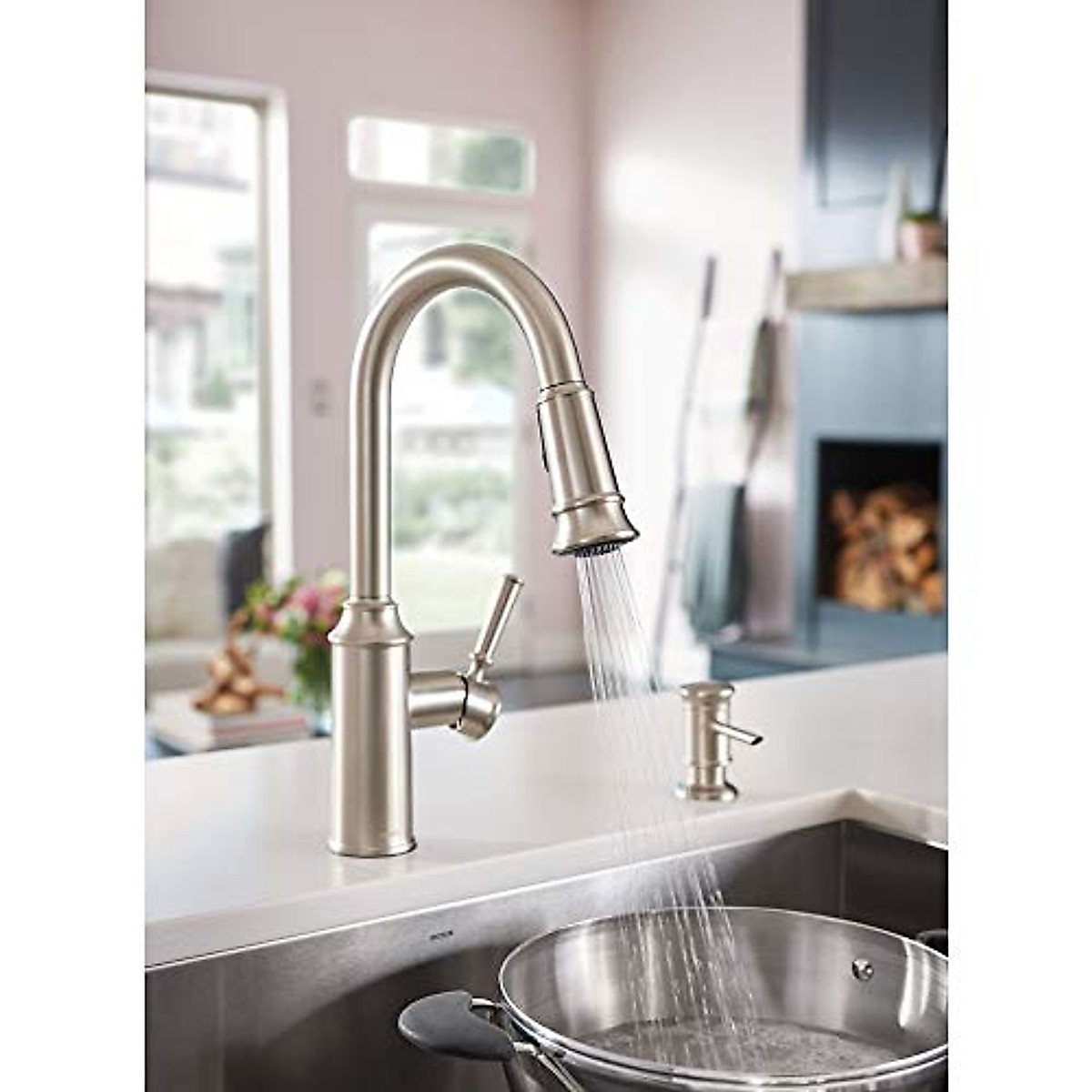 Moen 87731SRS Glenshire Spot resist Stainless one-handle High Arc pulldown Kitchen Faucet