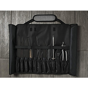 Asaya Chef Knife Roll Bag - 20 Total Pockets for Knives and Kitchen Utensils - Made with Stain Resistant Waxed Nylon - For Chefs and Culinary Students - Knives Not Included(Grey)