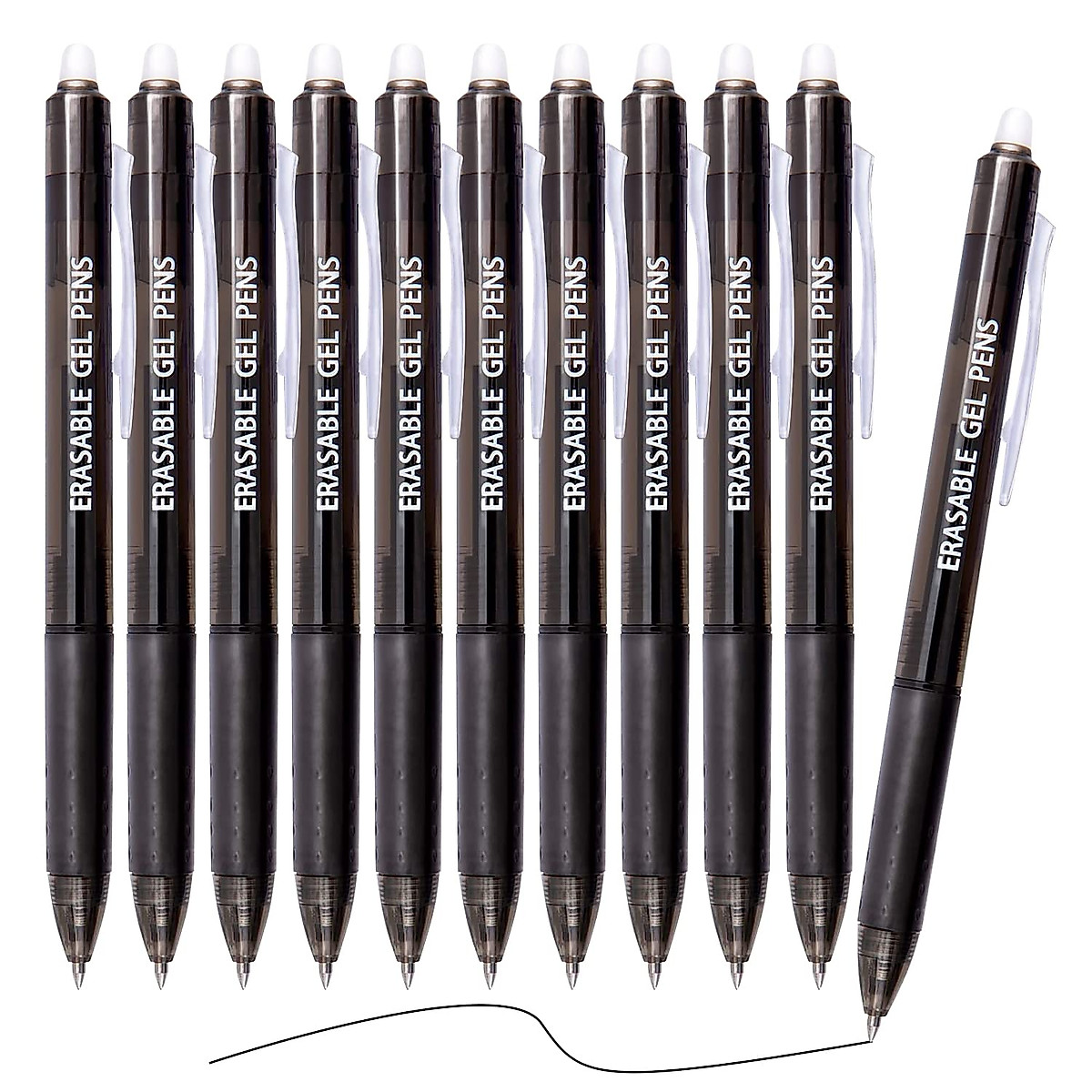 Vitoler 10 Pack Erasable Gel Pens, 0.7 mm Fine Point Retractable Pens, Black Ink Erasable Pens for Completing Sudoku and Crossword Puzzles