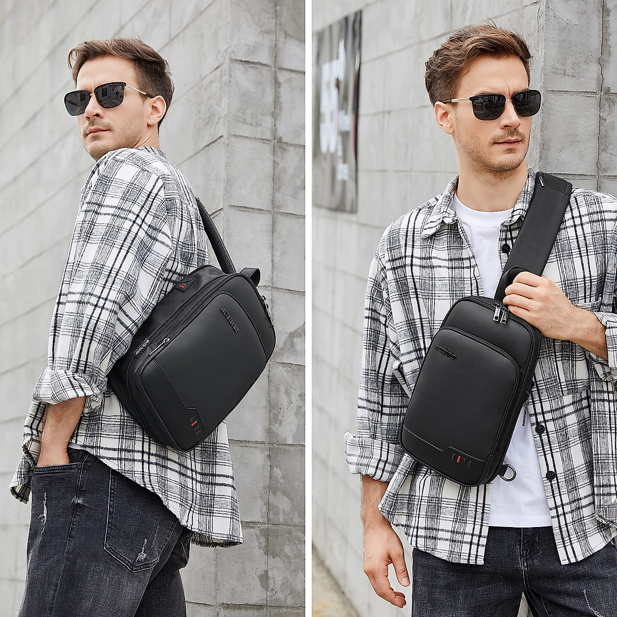 Dolomy Sling Backpack Sling Bag Crossbody Shoulder Bag, Multipurpose Chest Bag Travel Hiking Daypack for Men