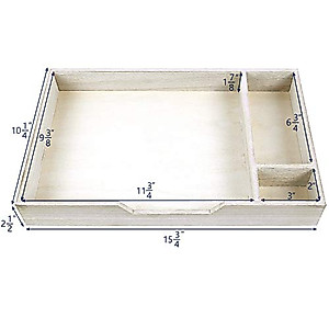 Ikee Design Wooden 2 Tier Monitor Stand with Drawer,Wood Desktop Stands for Laptop ,TV, Computer Riser,Wooden Clutter-Free Desk Stand with Storage Organizer,16 1/2 W x 10 1/4 D x 5 1/8 H in, White