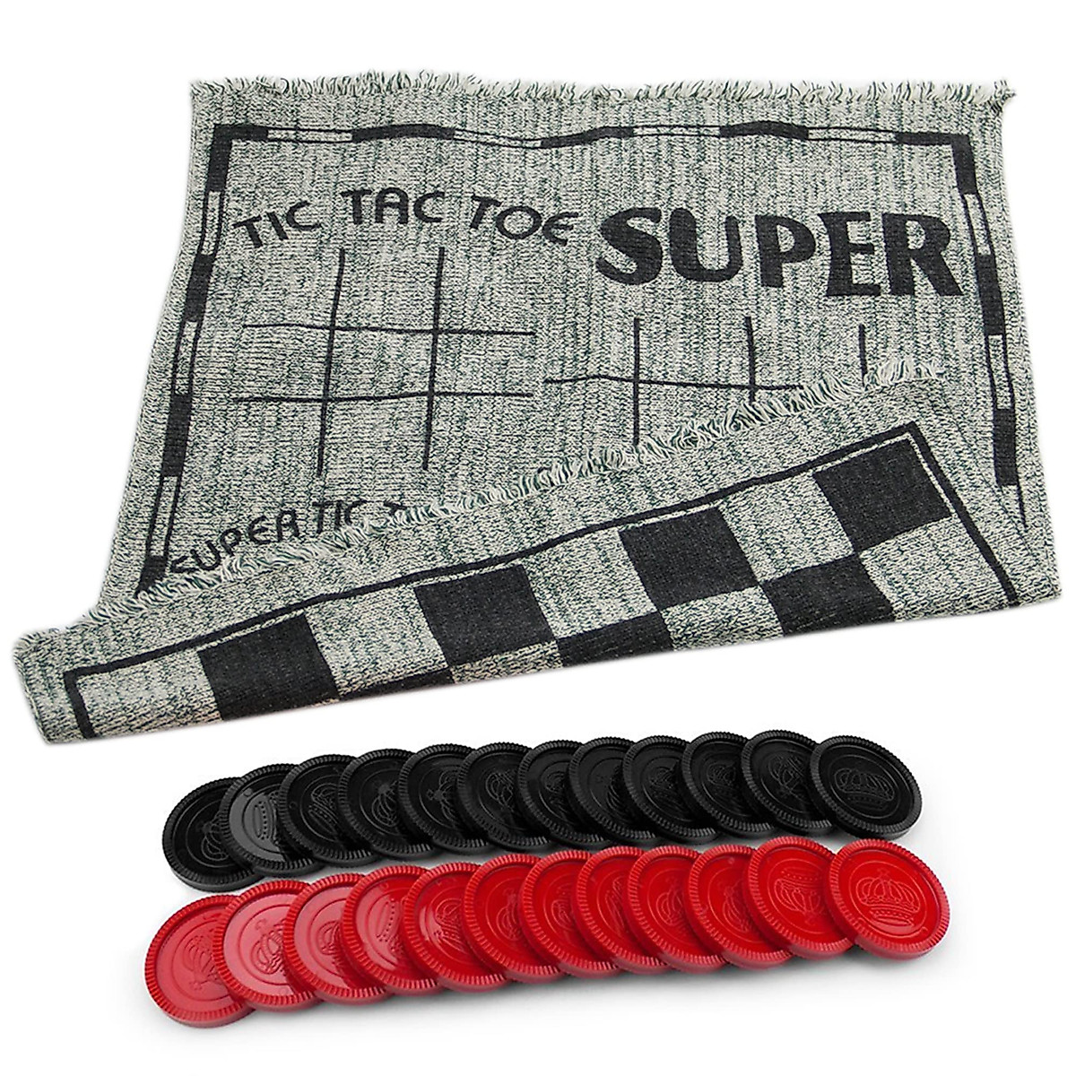 Lulu Home Jumbo Checkers, Giant 3-in-1 Checkers Game Rug Board Game Set, 2 Players