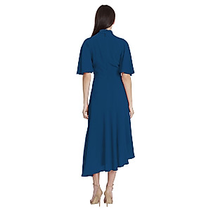 Maggy London Women's Sophisticated Twist Neck Detail Dress Workwear Office Career Occasion Event Guest of, Dark Denim