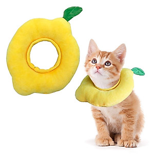 Vehomy Pet Cat Recovery Collar Cat Soft Lemon Neck Cone Adjustable Pet E Collar After Surgery, Wound Healing Protective Cat Elizabethan Collar for Kitten & Puppy