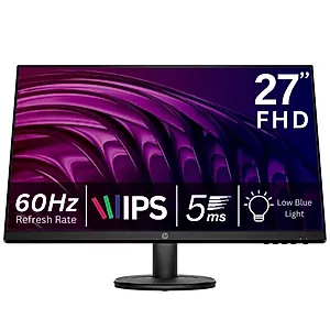 HP V27i FHD Monitor 27-inch Diagonal Full HD Computer Desktop PC Monitor IPS Panel, 3-Sided Micro Edge, Low Blue Light Screen, Anti Glare, On-Screen Control, HDMI, VGA Ports - 9SV92AA Black (Renewed)