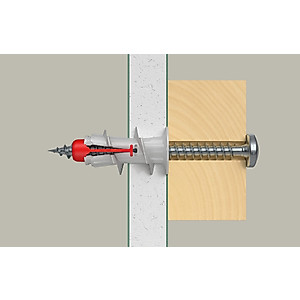 fischer DuoBlade S LD, self-Drilling plasterboard Plug with chipboard Screw, Strong Plug for Fast and Easy Installation in Gypsum plasterboard and Fibre Board, with Metal tip, 20 Plugs + 20 Screws