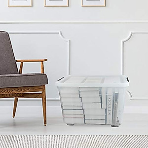 Farmoon 50 Quart Clear Storage Bin, Large Plastic Stackable Box with Lid, 4 Packs