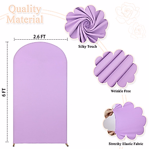 PATYDEST 6ft Arch Cover Purple Wedding Arch Backdrop Cover Lavender Spandex Fitted Backdrop Panels for Round Top Chiara Arch Frame Stand Happy Birthday Party Arch Cover Backdrop Fabric Ceremony