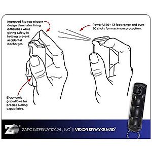 VEXOR Safety Kit Black Pepper Spray Police Strength with White Self Defense Safety 130db Siren-Alarm with LED Light