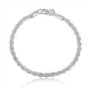 Cuteam Women Bracelets, Bangle Bracelets, 925 Sterling Silver Twist Bangle Cuff Charm Clasp Party Jewelry for Loved Light Luxury Temperament Women Bangle for Banquet (Silver)