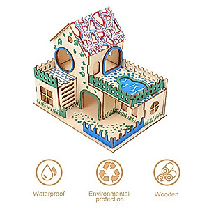 Balacoo Hamster Castle Pet Hamster Climbing Toy Small Pet Hut Wooden Hamster Cabin