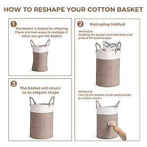 INDRESSME Large Laundry Basket, 60L Dirty Clothes Hamper, Baby Laundry Hamper for Toys, Woven Laundry Basket for Clothes, Blanket Storage Basket, 19.7 x 13.8 inches