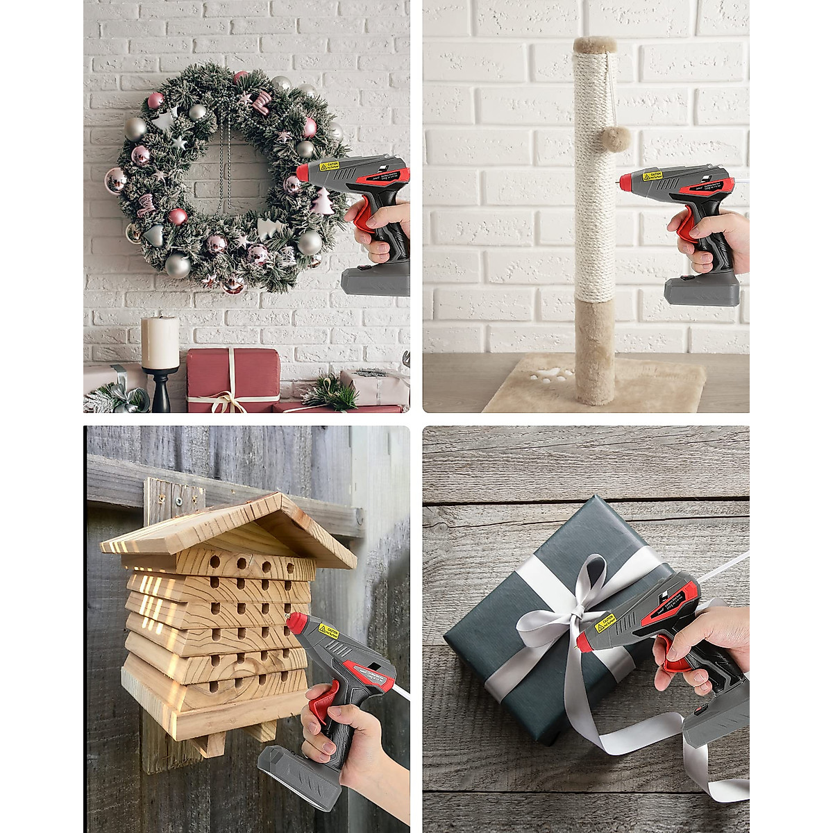 Avhrit Cordless Hot Glue Gun, Fast Preheating Glue Gun Kit with 20 Pcs Glue Sticks, Rechargeable Glue Gun with Built-in Battery, Auto Shut-off Glue Gun for Christmas Crafts, Repairs and DIY