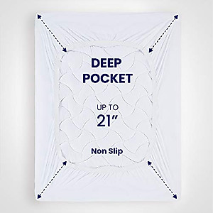 SLEEP ZONE King Size Cooling Mattress Topper, Premium Zoned Cool Mattress Pad Cover, Padded Mattress Protector Breathable Washable, Deep Pocket 8-21" (White, King)