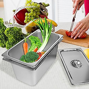 1/3 Size Hotel Pans with Lids, 6 Inch Deep 8Pcs Stainless Steel Steam Table Pans Steam Table Tray for Food Warmer Cooking Heat Restaurant Supplies for Kitchen Party Restaurant Hotel