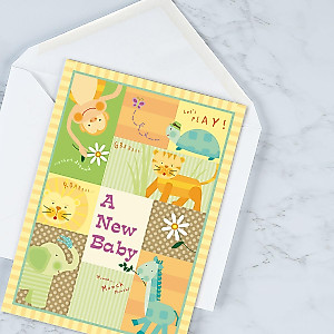 Current Baby’s Here Congratulations Greeting Cards - 8 Pack (4 Designs), Sentiments Inside, With White Envelopes, Large 5 x 7 Inch