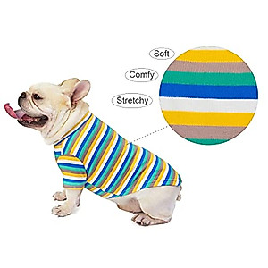 HOODDEAL Dog Striped Shirt Breathable Stretchy Puppy Bottoming T-Shirts Cozy Soft Cotton Knitted Elastic Pet Clothes Cat Costumes (XXL)