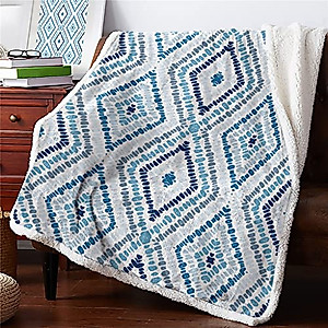 SBYLG Bohemian Geometry Printed Fleece Blanket for Beds Sherpa Throw Blanket Adults Kids for Sofa Bed Cover Soft Throw Blanket (Color : D, Size : 100X125CM)