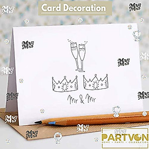 Wedding Party Table Confetti– 1.5 OZ | Mr and Mrs Diamond Ring Confetti for Wedding Shower Engagement Party Decorations I Wedding Cake Table Decor Supplies