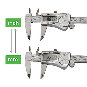 MEASUREMAN Electronic Digital Caliper Micrometer Measuring Tool Stainless Steel Vernier,IP54 Waterproof Protection Design,0-6 Inch/0-150 mm