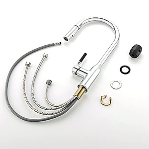 Leekayer Pull Out Kitchen Faucet with Sprayer Chrome Finish Kitchen Mixer Tap Single Lever One Hole Mount 2 Water Flow Type