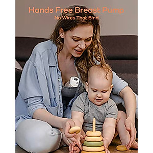 Fisroa Hands Free Breast Pump, Double Wearable Breast Pumps for Breastfeeding, Electric Portable Wireless Breast Extractor with 2 Modes & 9 Levels Low Noise, LCD Display and Memory Function