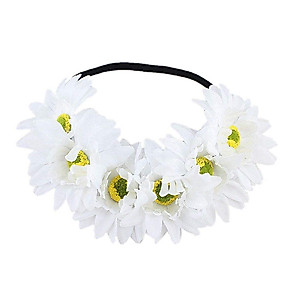 MSHUI Hippies Sun Flower Garland Crown Festival Hair Wreath Floral Headband Set