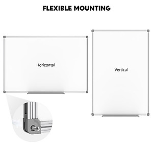 Lockways White Board Dry Erase Board 48 x 36 Inch, Magnetic Whiteboard 4 x 3, Silver Aluminium Frame, Set Including 1 Detachable Aluminum Marker Tray, 3 Dry Erase Markers, 8 Magnets