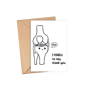 OwingsDesignsPerfect I Kneed To Say Thank You - Thank Your Card Gif For Doctor-Nurse - Physiotherapist Gift Card - Cute Medical Card - Greeting Card