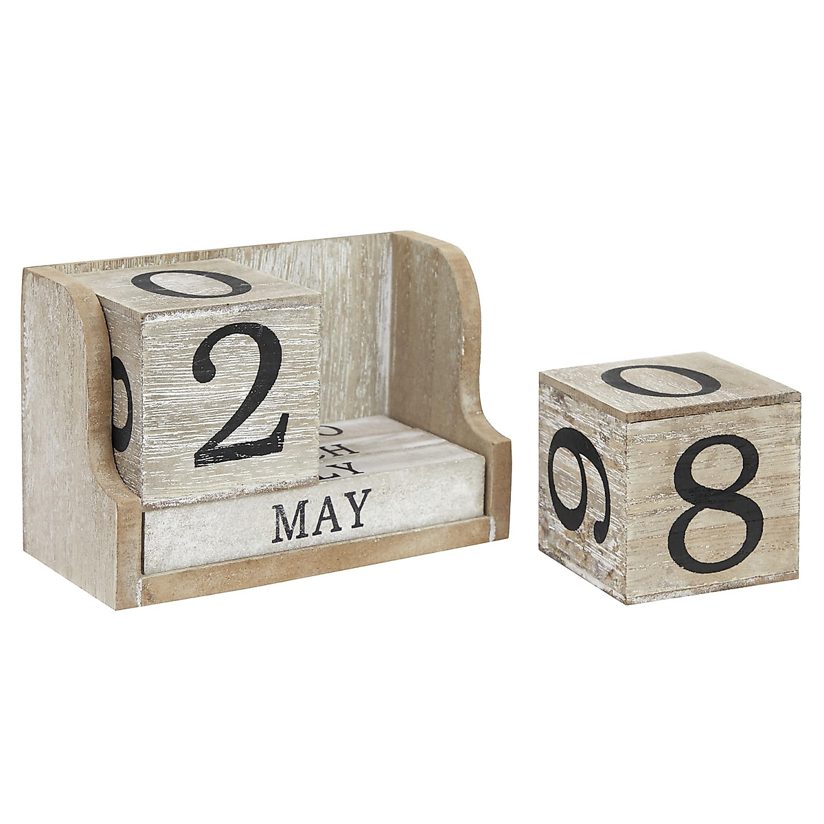 Wooden Perpetual Date Desk Calendar Blocks for Teachers, Farmhouse Office Decor (5 x 4 In)