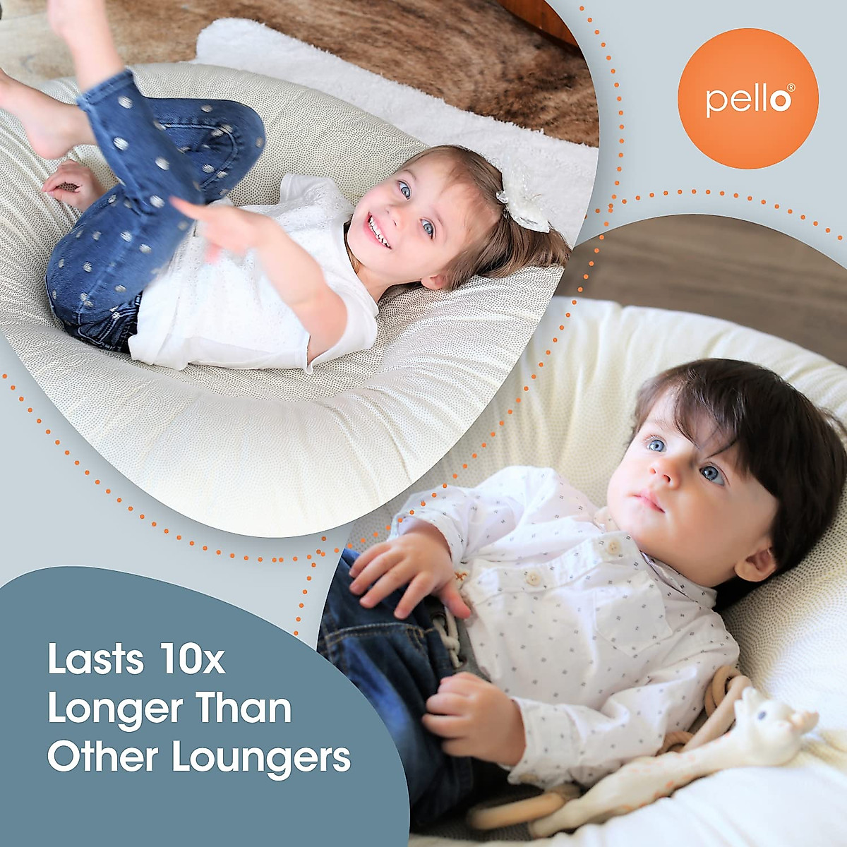Pello Multi-use Luxe Baby, Toddler Floor Pillow/Play Mat/Lounger (Wyatt/Gray)