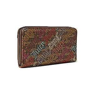 Juicy Couture Glam Large Zip Around Gothic Logo Status Chestnut Chino/Heart Overlay One Size