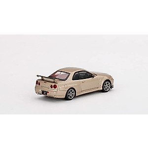 True Scale Miniatures Model Car Compatible with Nissan Skyline GT-R R34 M Spec Silica Breath Bronze Limited Edition 1/64 Diecast Model Car MGT00348