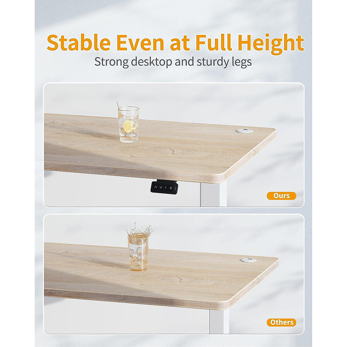 CubiCubi Height Adjustable Electric Standing Desk, 48 x 24 Inches Stand Up Table, Sit Stand Home Office Desk with Splice Board, Maple