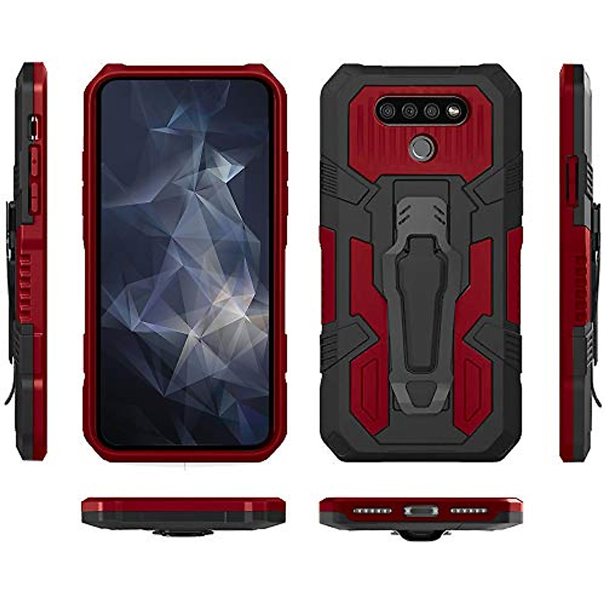 vvoo for LG K51 Phone Case,with Tempered Glass Screen Protector [2Pack] Heavy-Duty Military Grade 15ft. Drop Tested Protective Case for LG K51 -RED