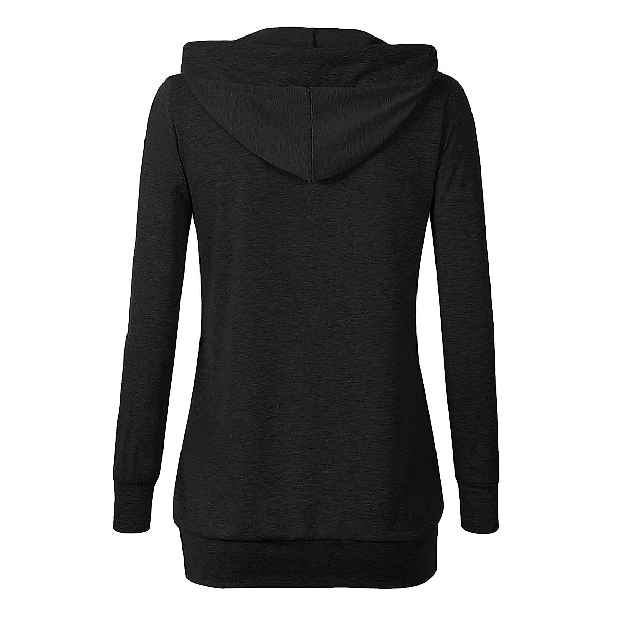 VOIANLIMO Women's Sweatshirts Long Sleeve Button V-Neck Pockets Pullover Hoodies Black L
