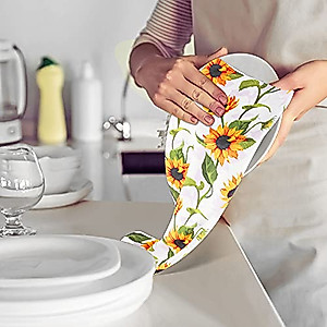 RUODON 4 Pack Sunny Sunflower Dish Towels Fast Drying Baking Kitchen Towels Tea Towels for Daily Kitchen Home Cleaning, 22.5 x 16 Inches