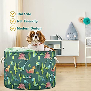 visesunny Funny Cartoon Dinosaur Cactus Laundry Baskets Fabric Storage Bin Storage Box Collapsible Storage Basket Toy Clothes Shelves Basket for Bathroom,Bedroom,Nursery,Closet,Office