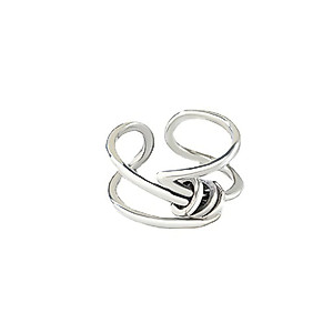 Rotatable Layered Wire Vintage Anti Anxiety Open Rings 925 Sterling Silver Personalized Stress Relief Adjustable Statement Fidget Spinner Braid Rings for Women Girls Dainty Expandable Stacking Worry Knuckle Rings Gifts Bff
