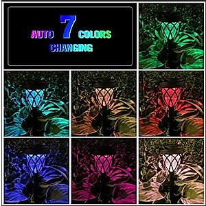 EXCMARK 10 White Lights&10 Colo rchanging Lights. Solar Lights Outdoor Decorative for Garden Pathway Walkway.