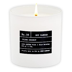 Lulu Candles | Island Coconut | Luxury Scented Soy Jar Candle | Hand Poured in The USA | Highly Scented & Long Lasting- 9 Oz.