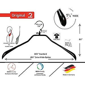 Mawa by Reston Lloyd BodyForm Series Non-Slip Space-Saving Clothes Hanger for Jackets, Suits & Coats, 16-1/2", Style 42/L, Set of 5, Red
