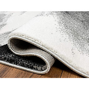 Abani Rugs Modern 5'3"x7'6" Black & White Floral Swirl Area Rug - Contemporary Geometric 3D Rug, Arto Collection