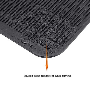 Piduules Eco-friendly Silicone Dish Drying Mat Large Reusable Non-slipping and Heat Resistant Dish Quick Drying Pad, Dishwasher Safe, Black XL 18”x15.8”