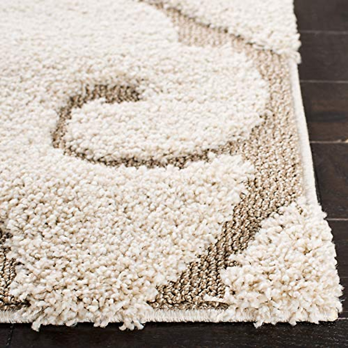 SAFAVIEH Florida Shag Collection 2'3" x 21' Cream/Beige SG455 Scrolling Vine Graceful Swirl Textured Non-Shedding Living Room Bedroom Dining Room Entryway Plush 1.2-inch Thick Runner Rug
