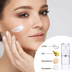 12 Pcs 15 ml Airless Pump Bottles 0.5 oz Travel Pump Bottle Dispenser Refillable Cosmetic Cream Jar Vacuum Makeup Pump Containers Plastic Pump Press Bottles for Lotion Perfume