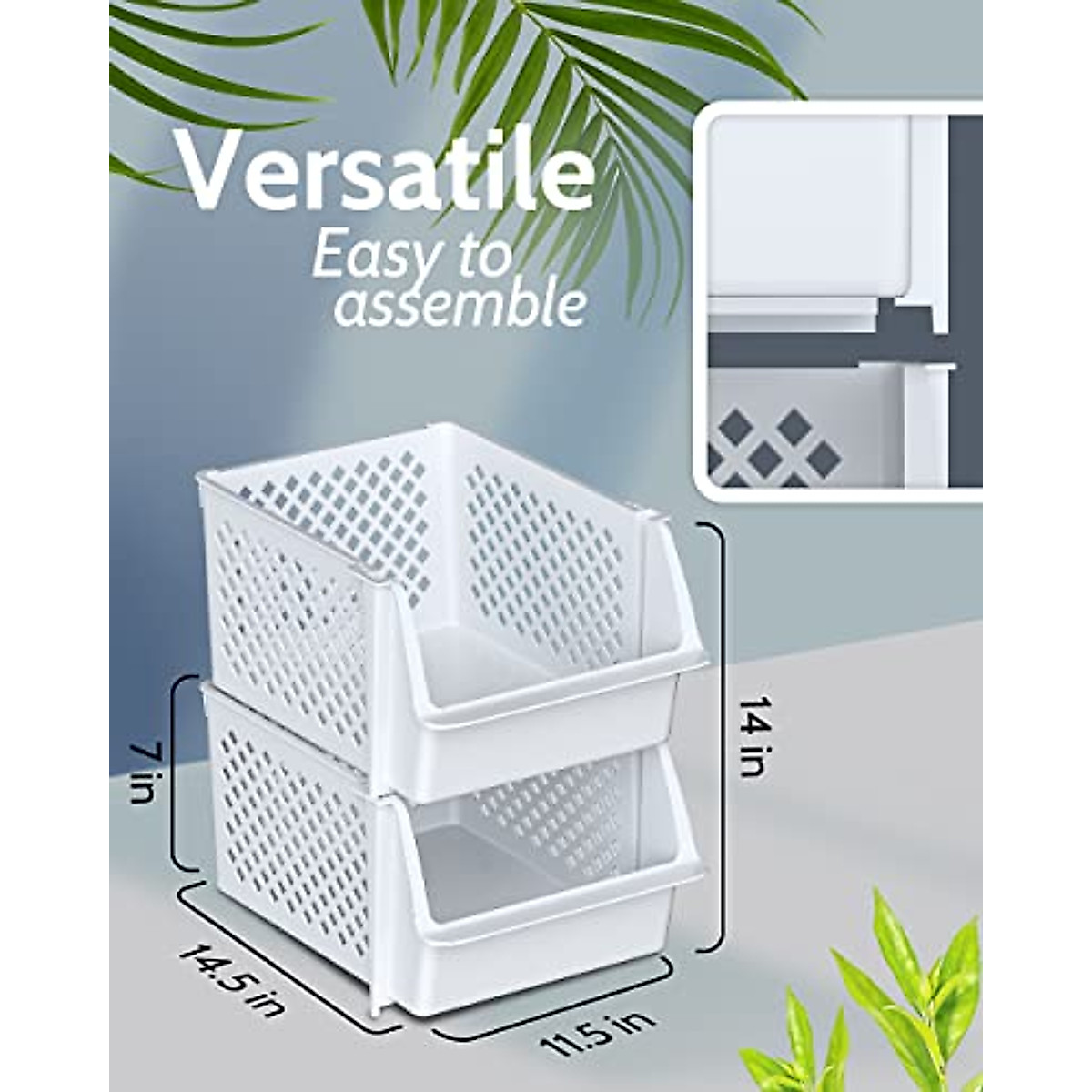 Skywin Plastic Stackable Storage Bins for Pantry - Stackable Bins For ...