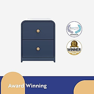 Storkcraft Next Santos 2-Drawer Nightstand (Midnight Blue with Natural) – GREENGUARD Gold Certified, Pre-Installed Drawer Tracks for Easier Assembly, Nightstand Organizer for Kids Bedroom